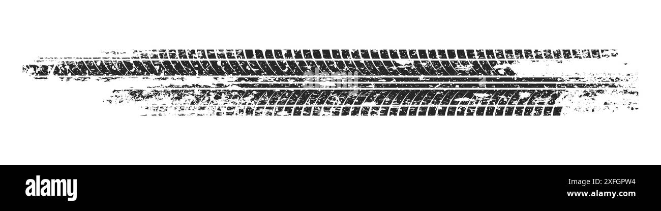 Grunge tire track, wheel braking marks. Truck, car or motorcycle tread ...