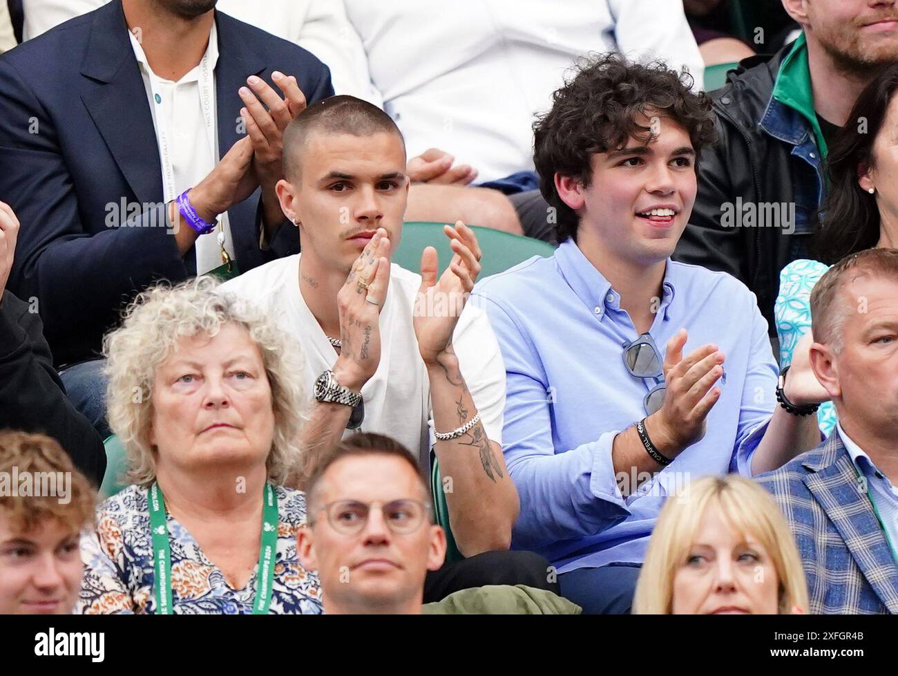 Romeo Beckham Watching Emma Raducanu Vs Elise Mertens On Court Number