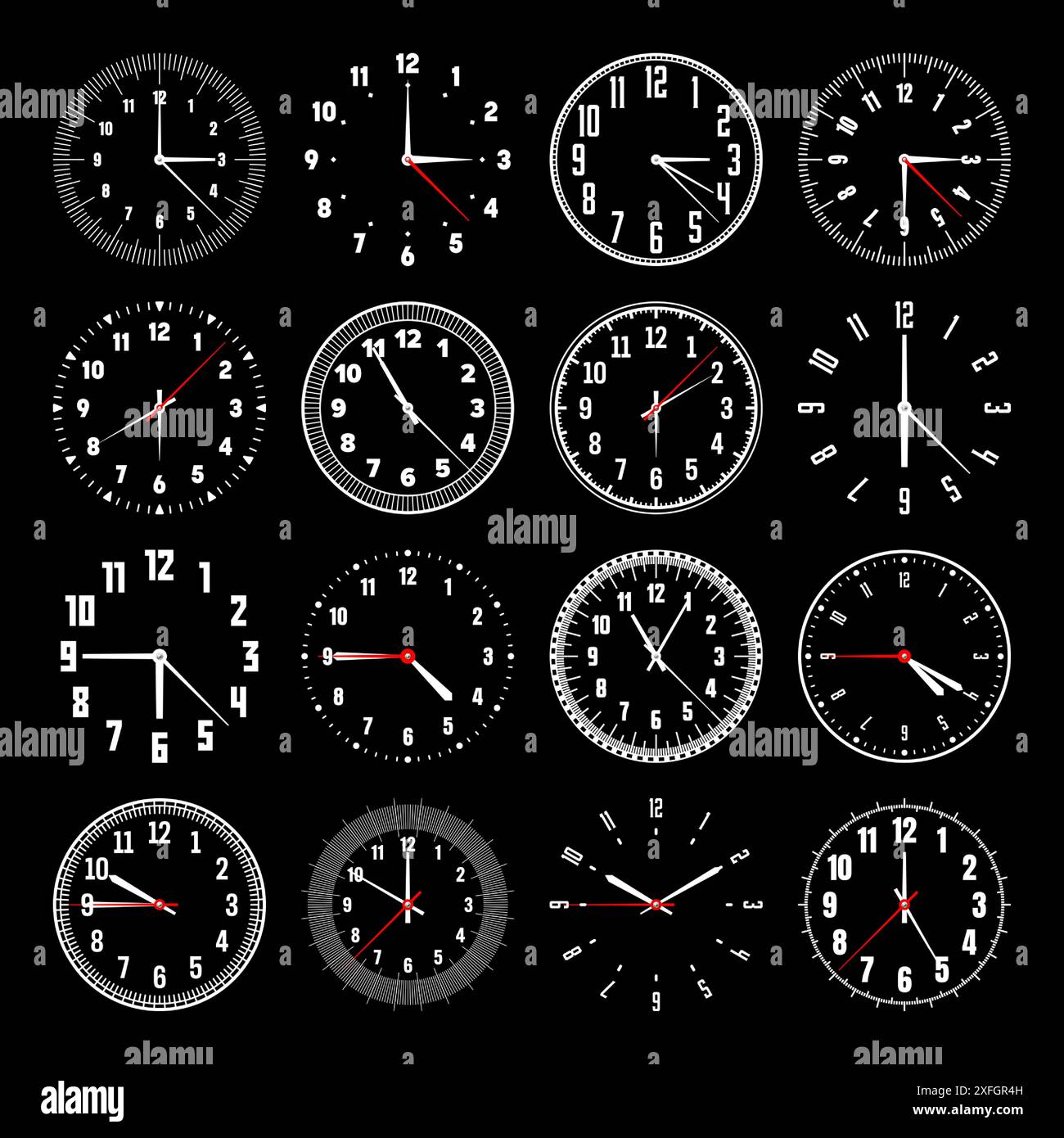 Mechanical clock faces with hands, bezel. Watch dial with minute, hour ...