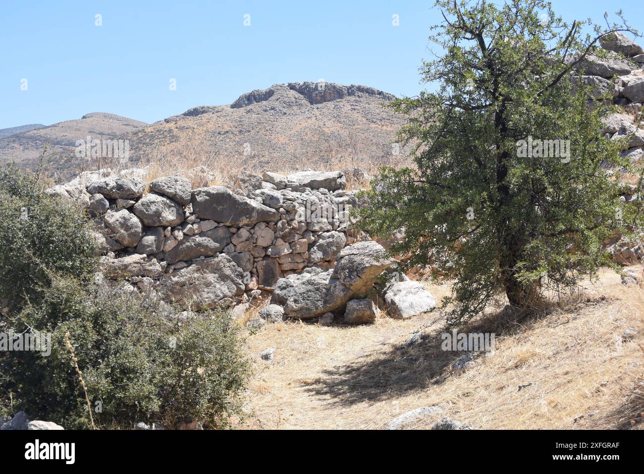 Ancient Copper age citadels in Argolis, Peloponnese, Greece Stock Photo ...