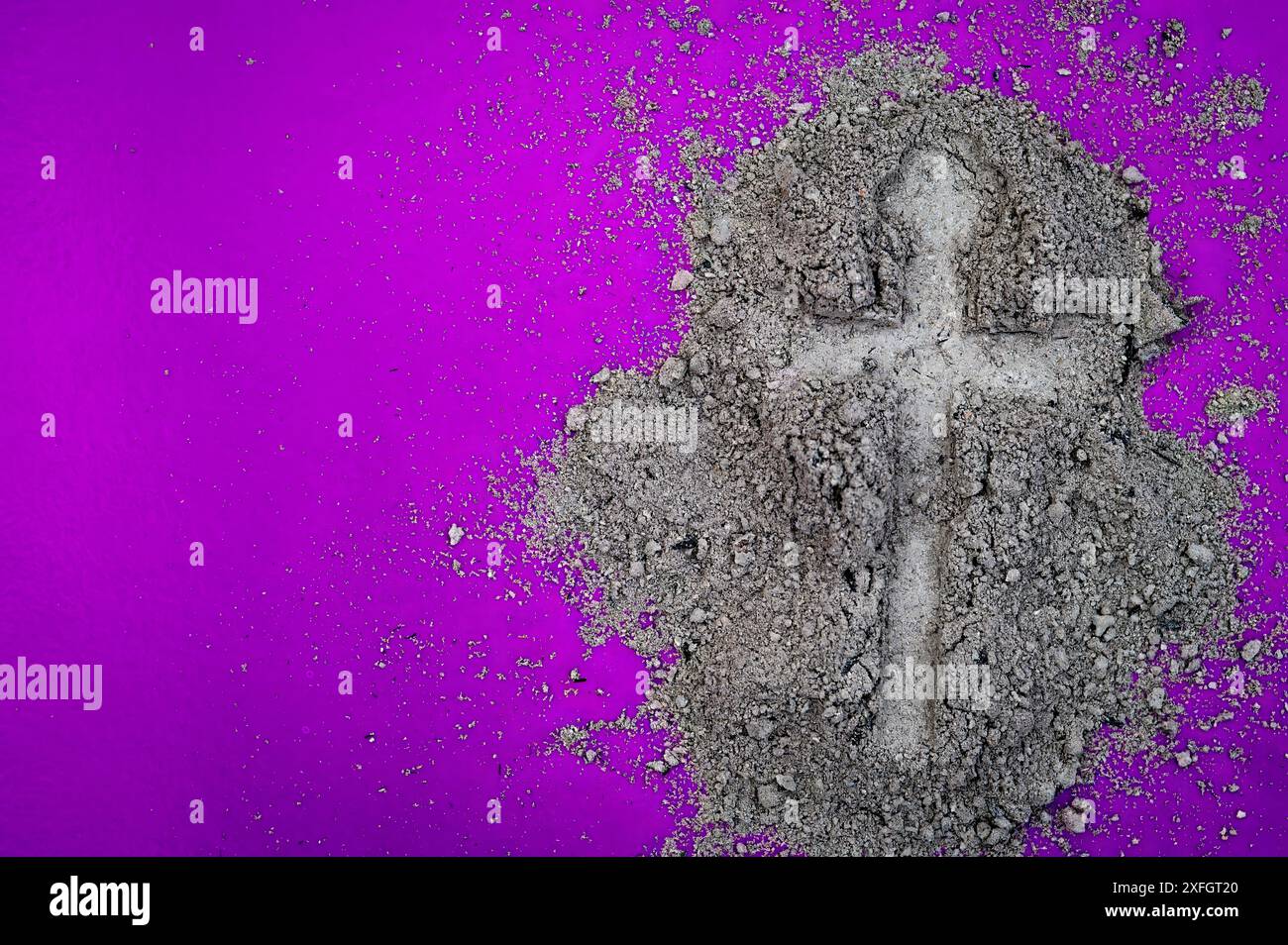 Cross of ashes on a dark purple background with copy space Stock Photo ...