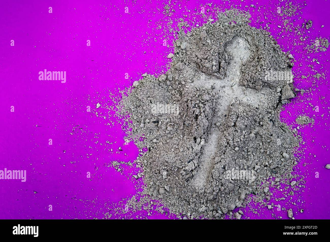 Cross of ashes on a dark purple background with copy space Stock Photo ...