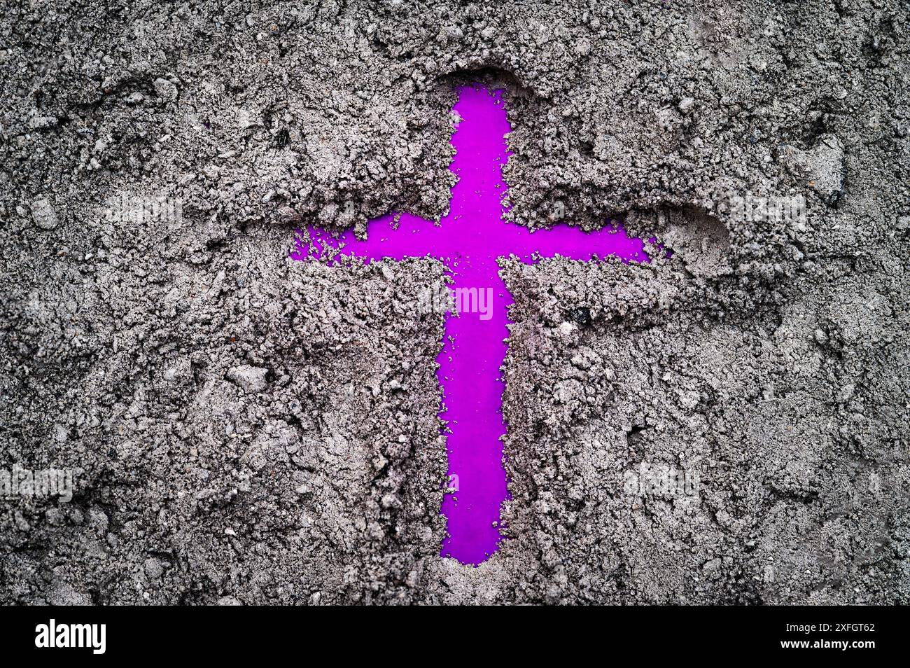 Cross of ashes on a dark purple background with copy space Stock Photo ...