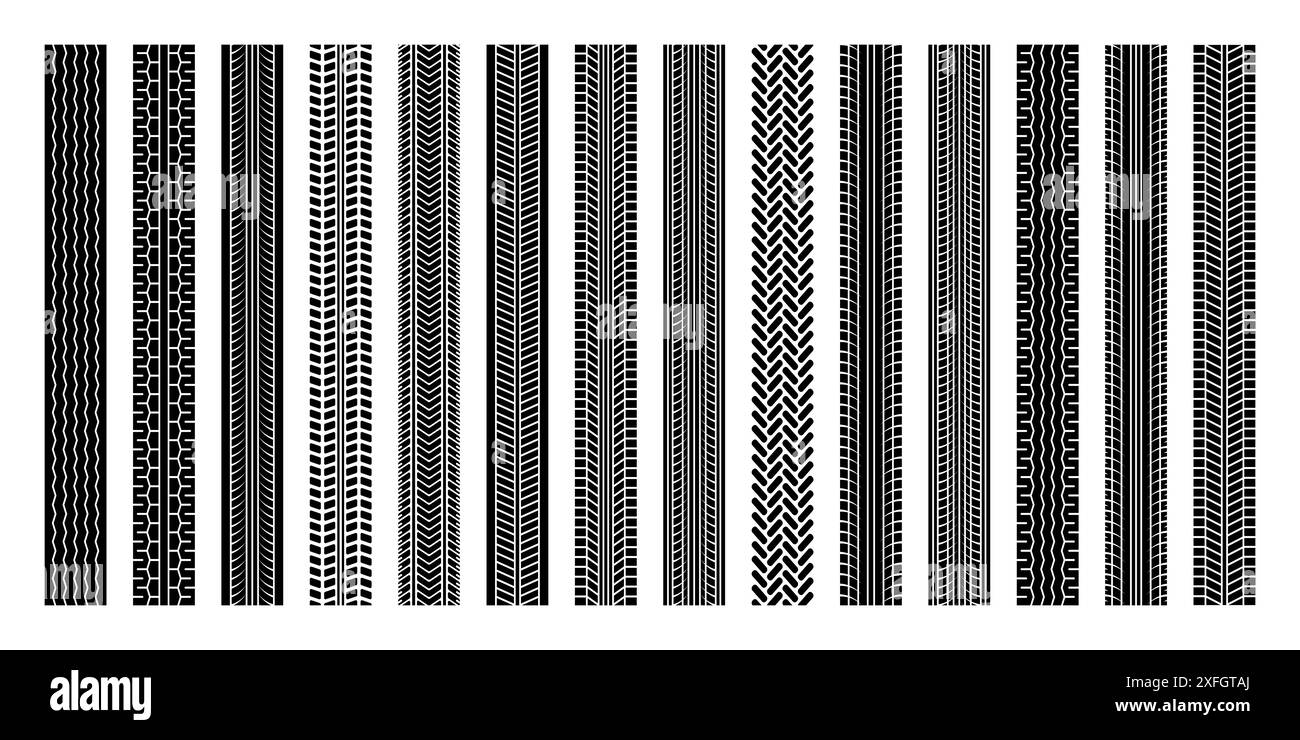 Tire tracks, wheel braking marks. Truck, car or motorcycle tread ...