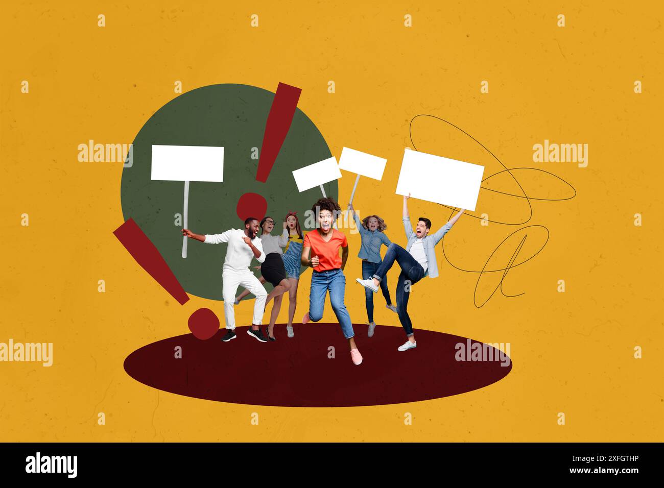 Trend artwork sketch image collage of outdoors unity young man lady ...