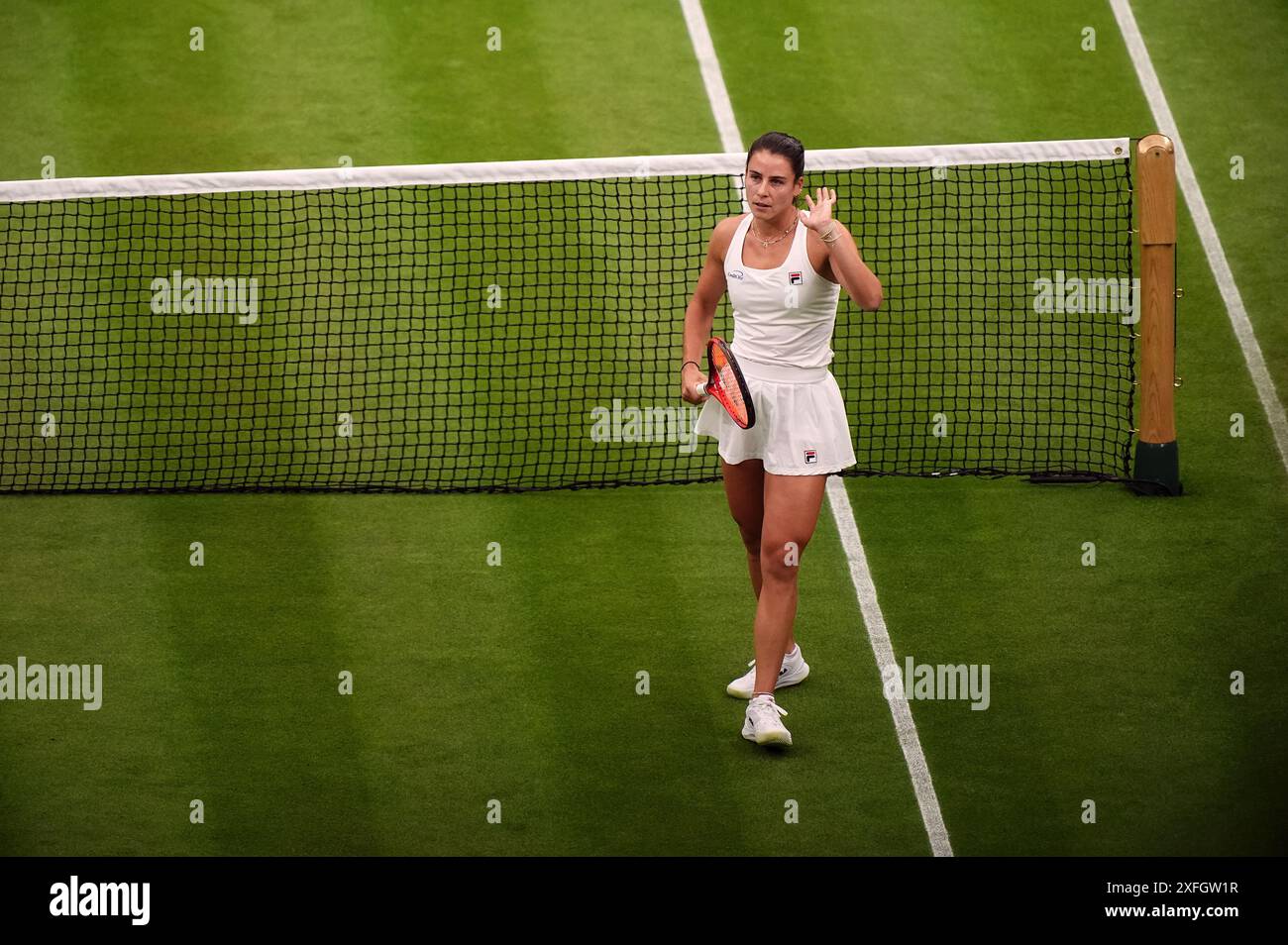 Emma Navarro celebrates beating Naomi Osaka (not pictured) on day three ...
