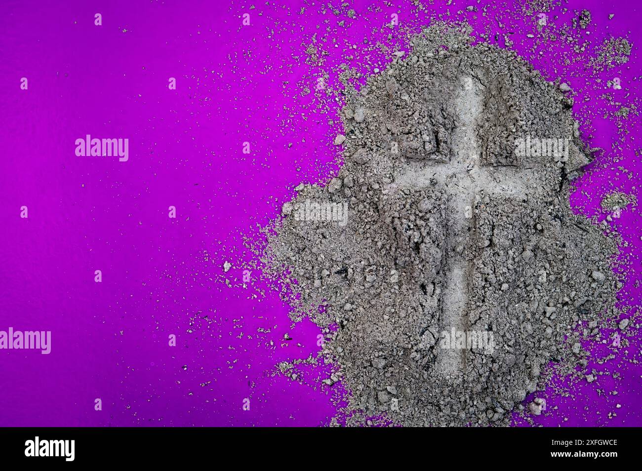 Cross of ashes on a dark purple background with copy space Stock Photo ...