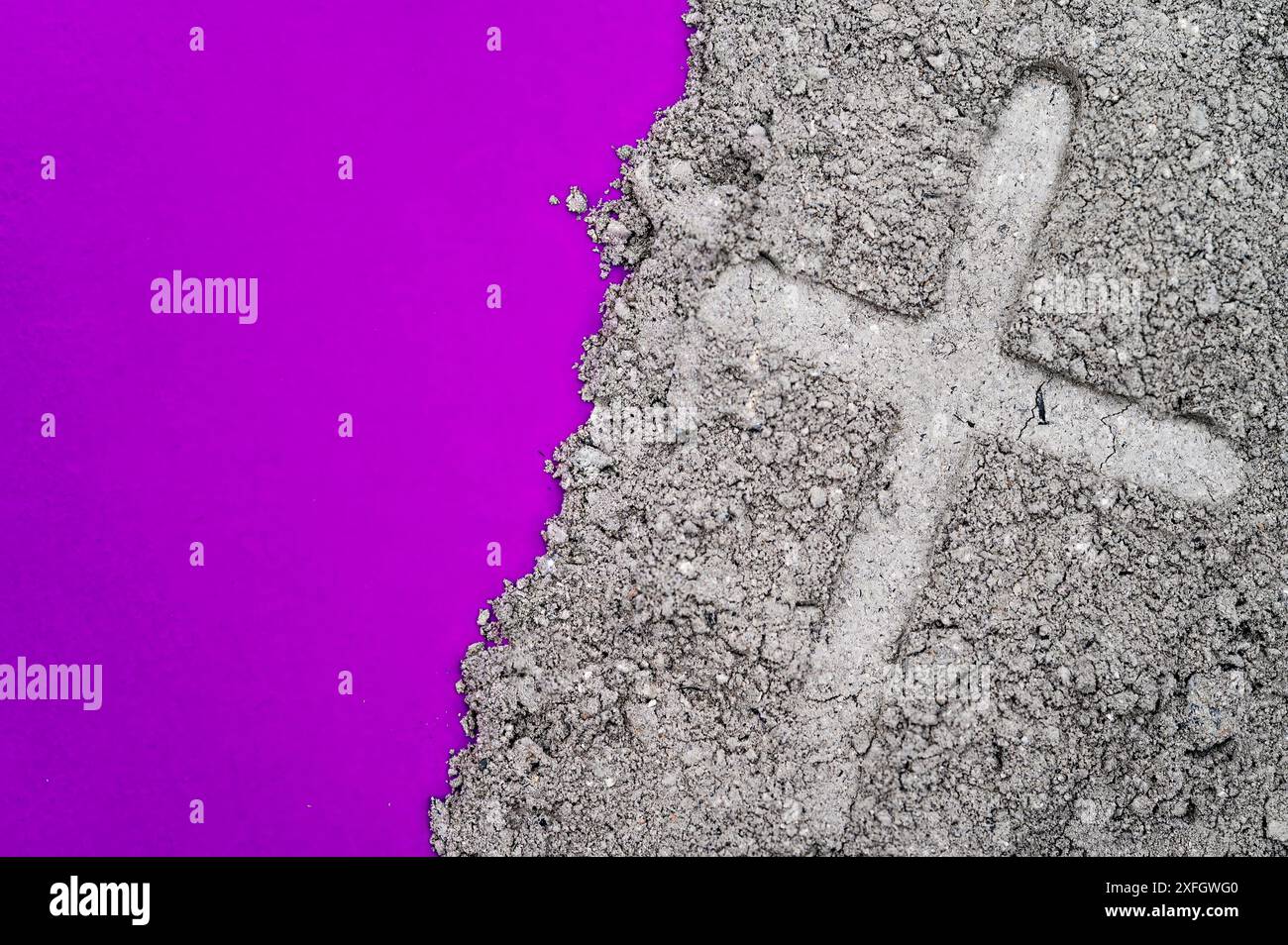 Cross of ashes on a dark purple background with copy space Stock Photo ...