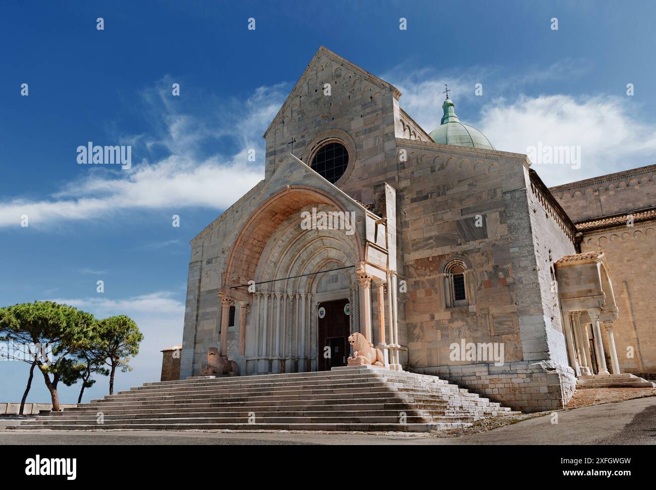 Exterior of Ancona Cathedral of Saint Cyriacus built in white stones in ...