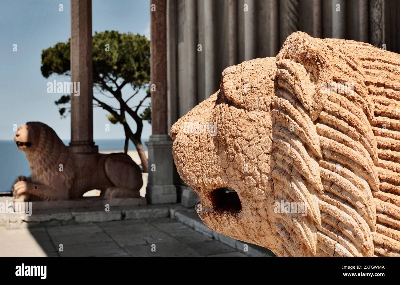 Exterior of Ancona Cathedral of Saint Cyriacus built in white stones in ...