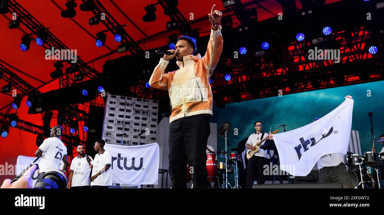 Roskilde, Denmark. 03rd July, 2024. The Danish Rapper Lamin opens ...