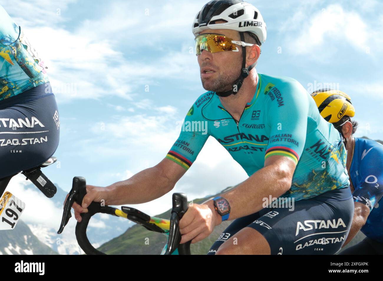Mark Cavendish at the Tour de France stage 4 2024 at the galibier in ...