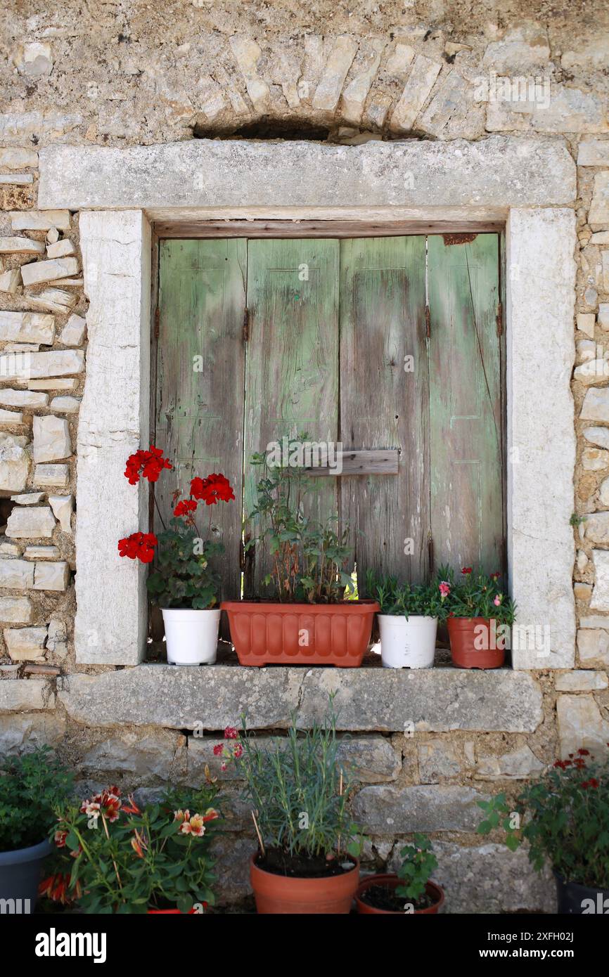 Medieval Old Perithia, Corfu Stock Photo - Alamy