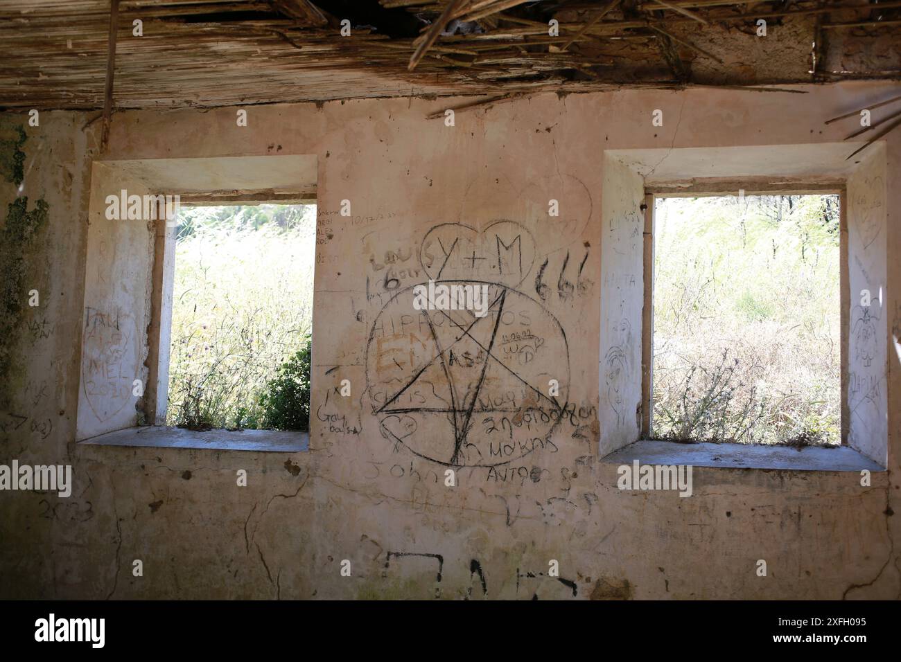 Medieval Old Perithia, Corfu Stock Photo - Alamy