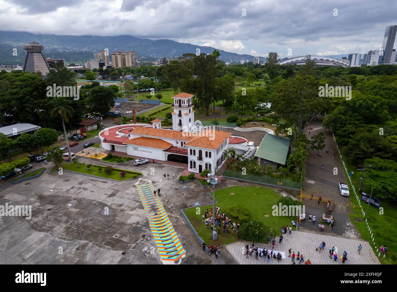 Beautiful aerial view of the Sabana park, the Art Museum in San Jose ...