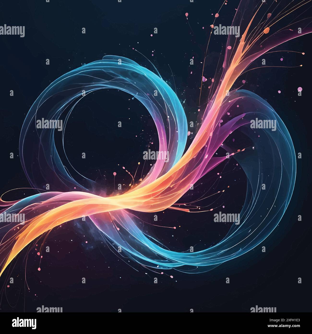 Ethereal abstract background design using glowing particle trails with ...