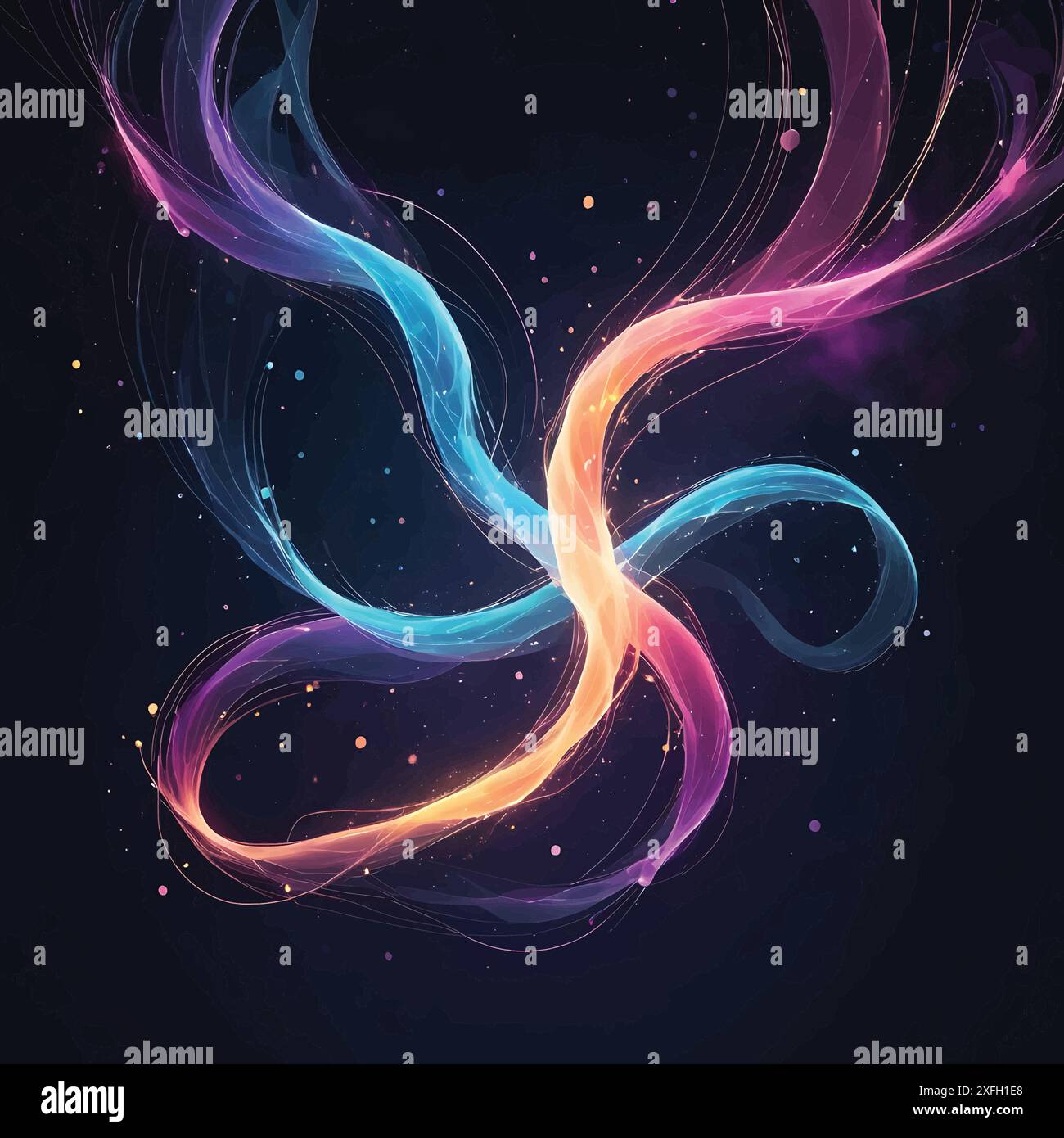Ethereal abstract background design using glowing particle trails with ...