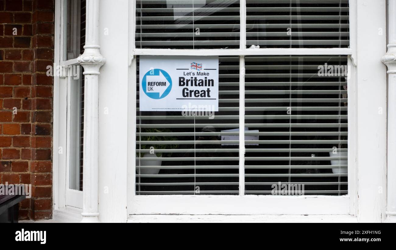 Reform poster in supporters house close to Conservative office in ...