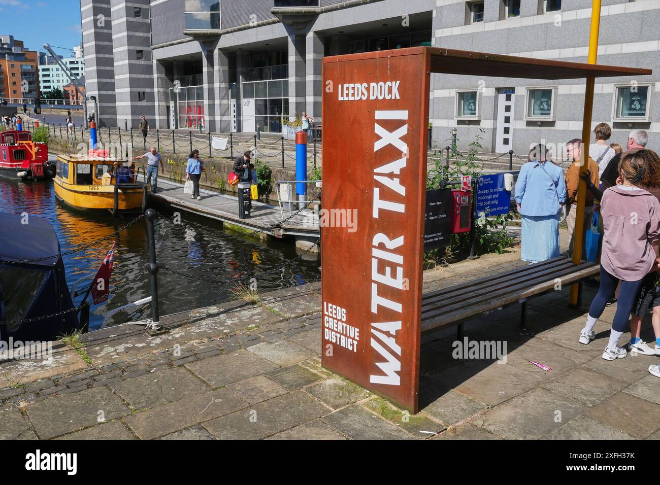 Leeds Dock Water Taxi Stop, Leeds, West Yorkshire, UK Stock Photo - Alamy