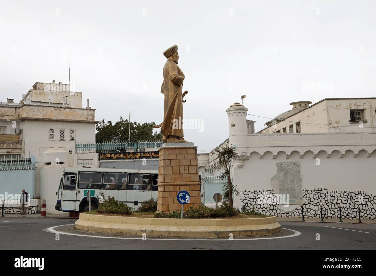 Statue of the Emir of Maghreb outside the gates of Serkadji High ...