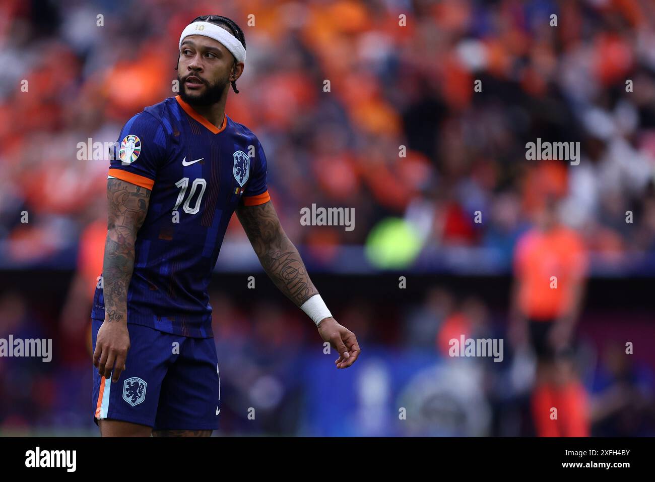 Memphis Depay of Netherlands looks on during the Uefa Euro 2024 round ...