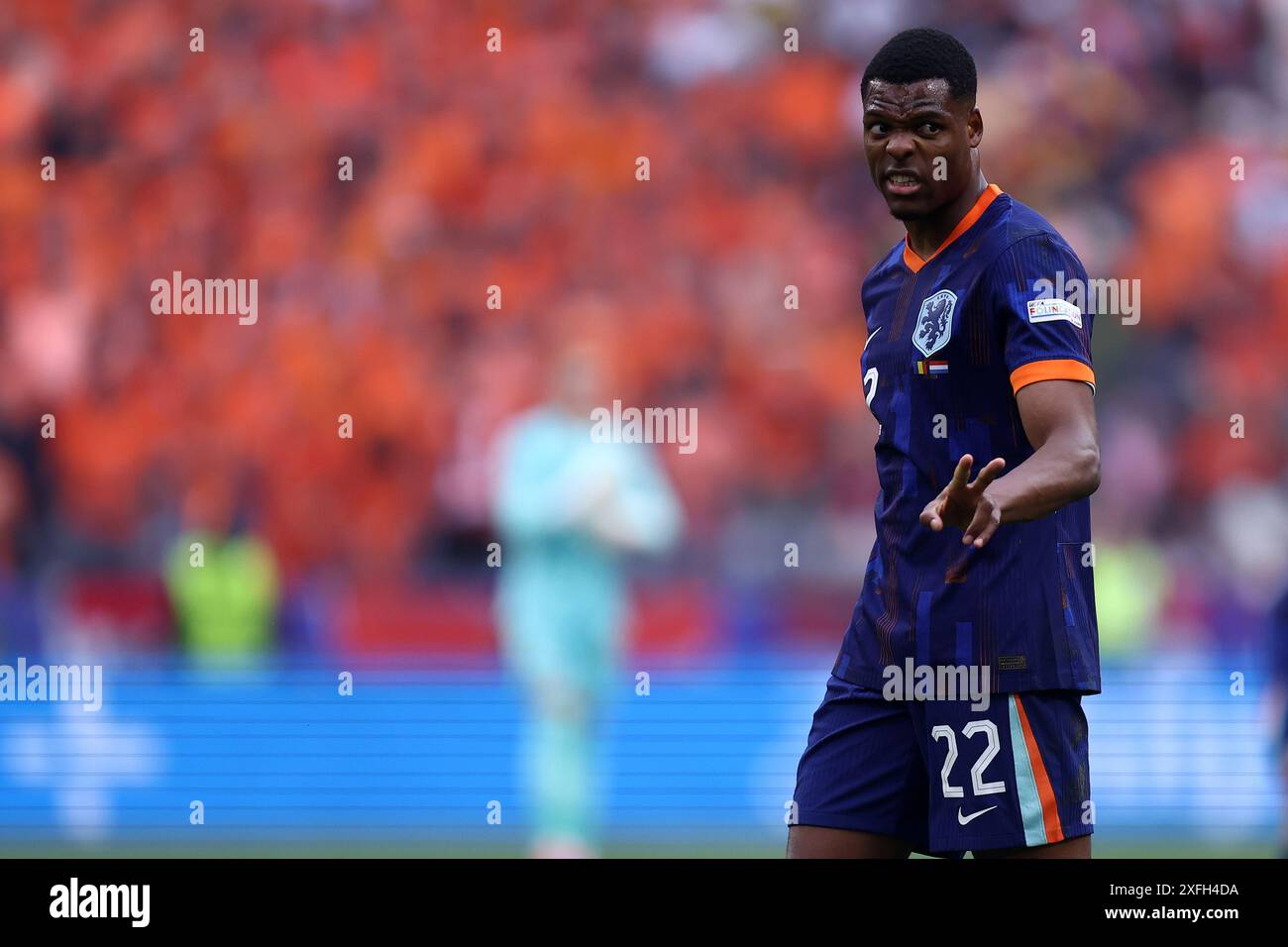 Denzel Dumfries of Netherlands gestures during the Uefa Euro 2024 round ...