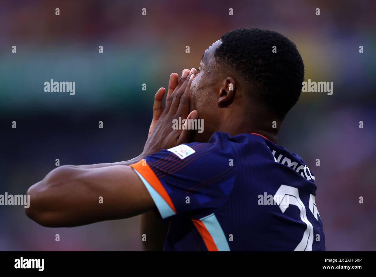 Denzel Dumfries of Netherlands looks dejected during the Uefa Euro 2024 ...