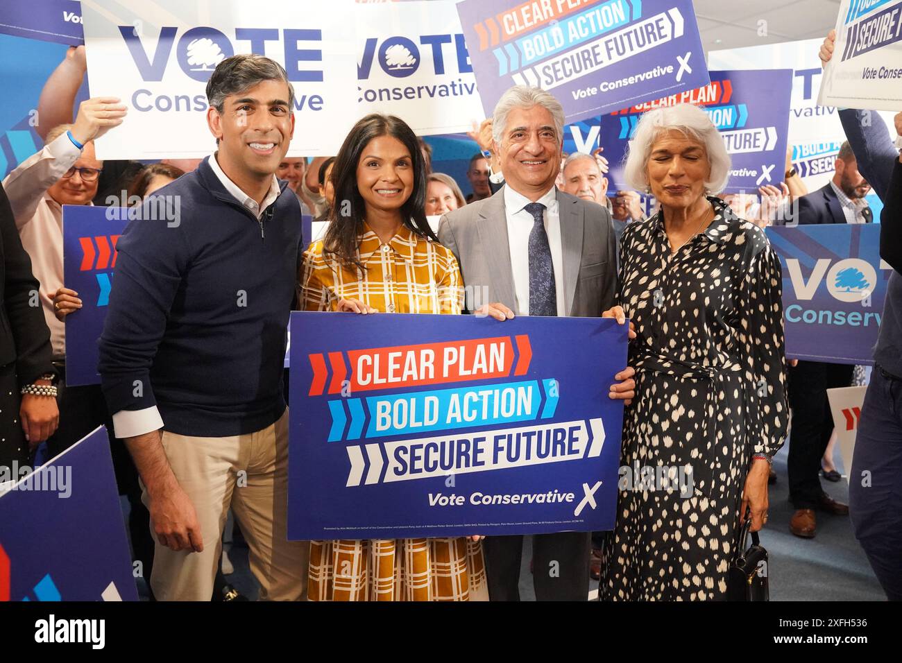 (left-right) Prime Minister Rishi Sunak, his wife Akshata Murty and his ...