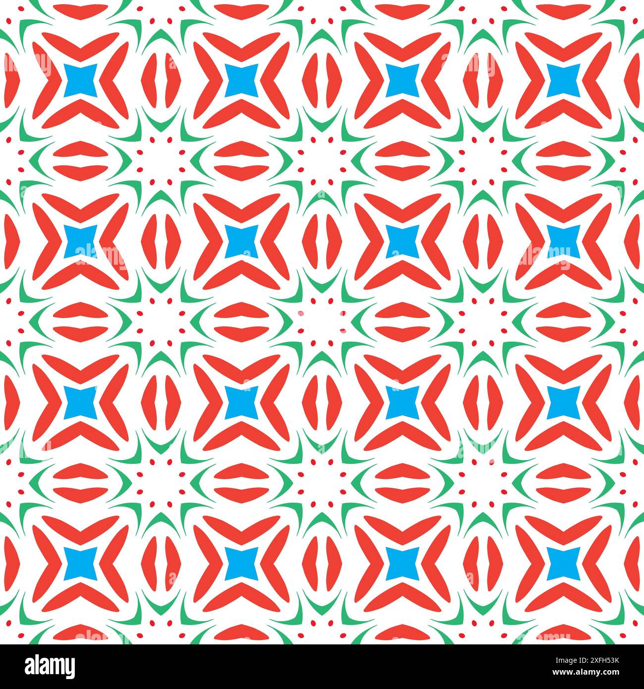 Abstract geometric pattern with red, green, and blue star shapes on a ...