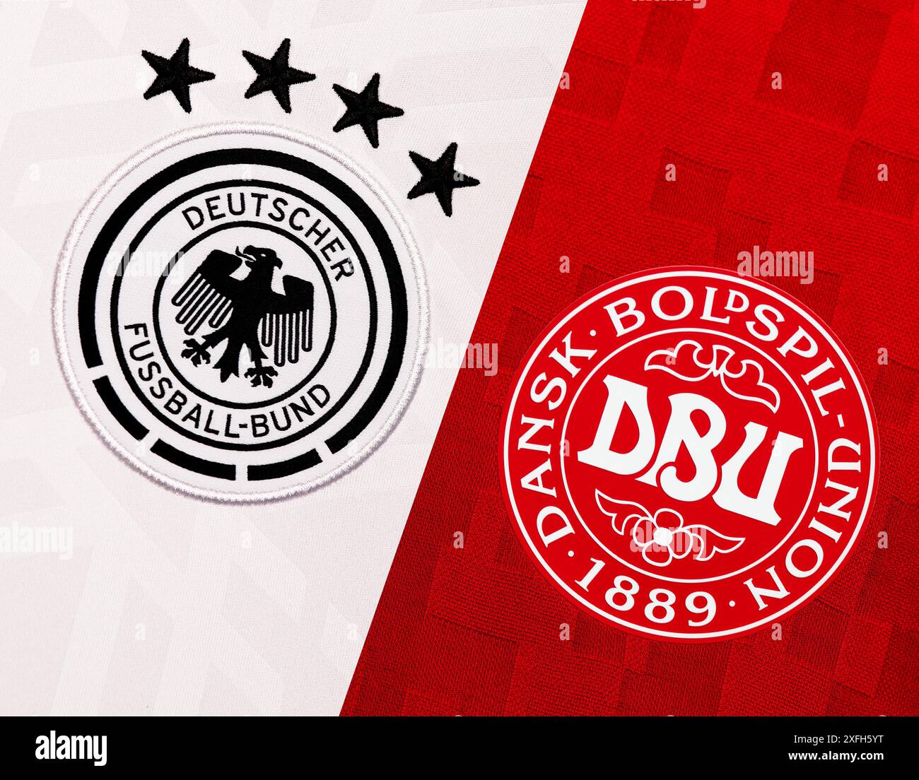 Close up of National Football team crest on home kit. UEFA EURO 2024 ...