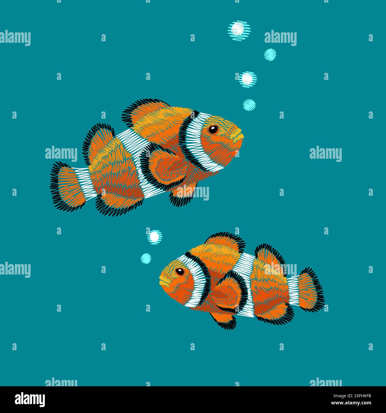 Clownfish embroidery sea patch. Fashion marine print coral fishes ...