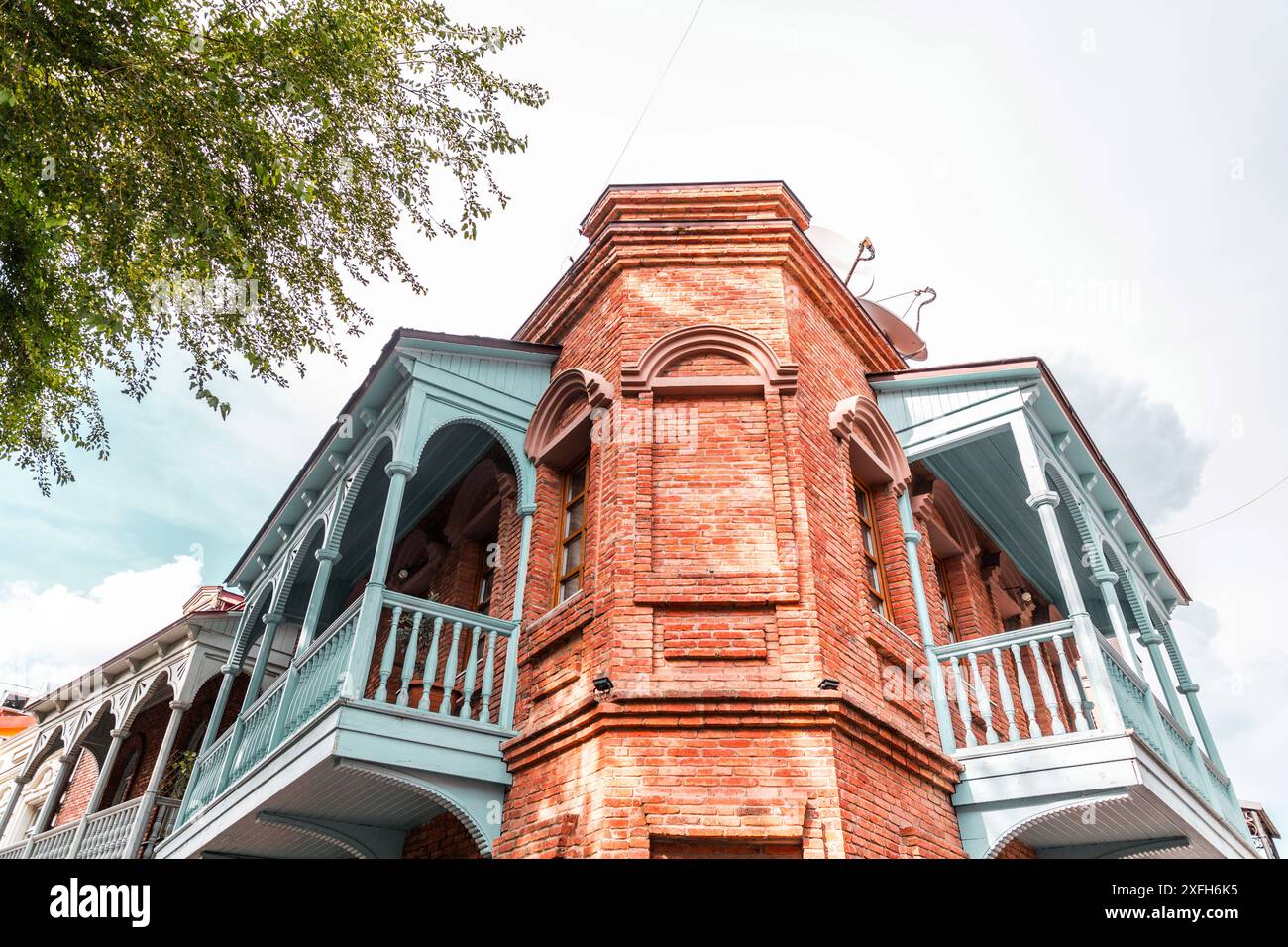 Street view and traditional architecture in the old town of Tbilisi ...