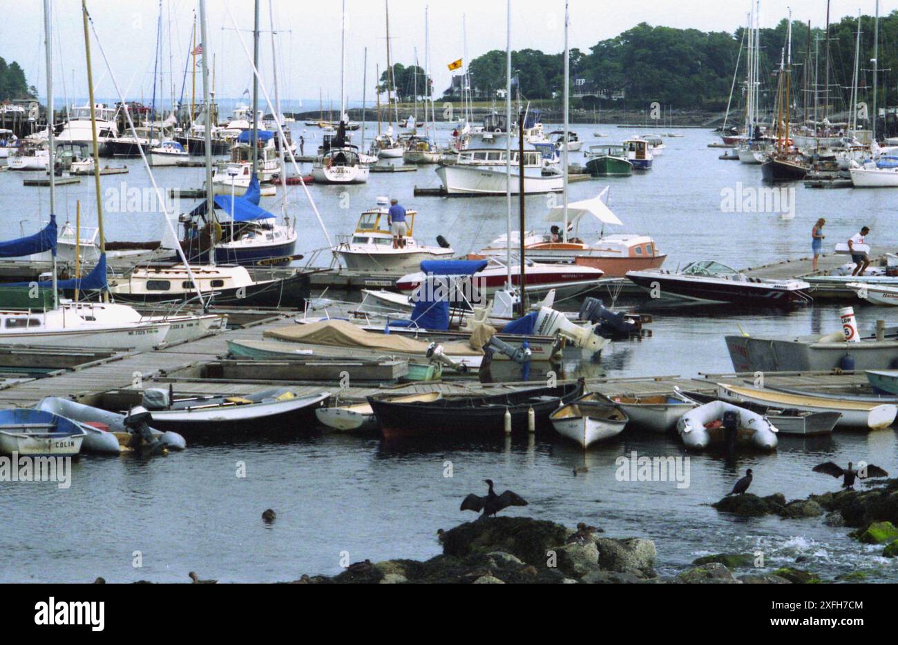 Boats in a marina in Maine, U.S.A., approx. 1996 Stock Photo - Alamy
