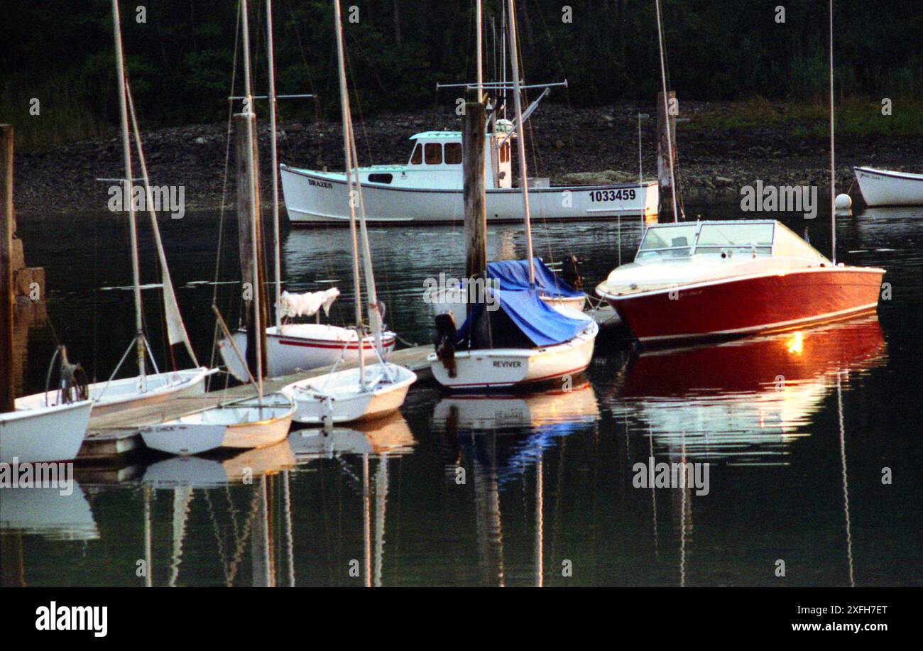 Boats in a marina in Maine, U.S.A., approx. 1996 Stock Photo - Alamy