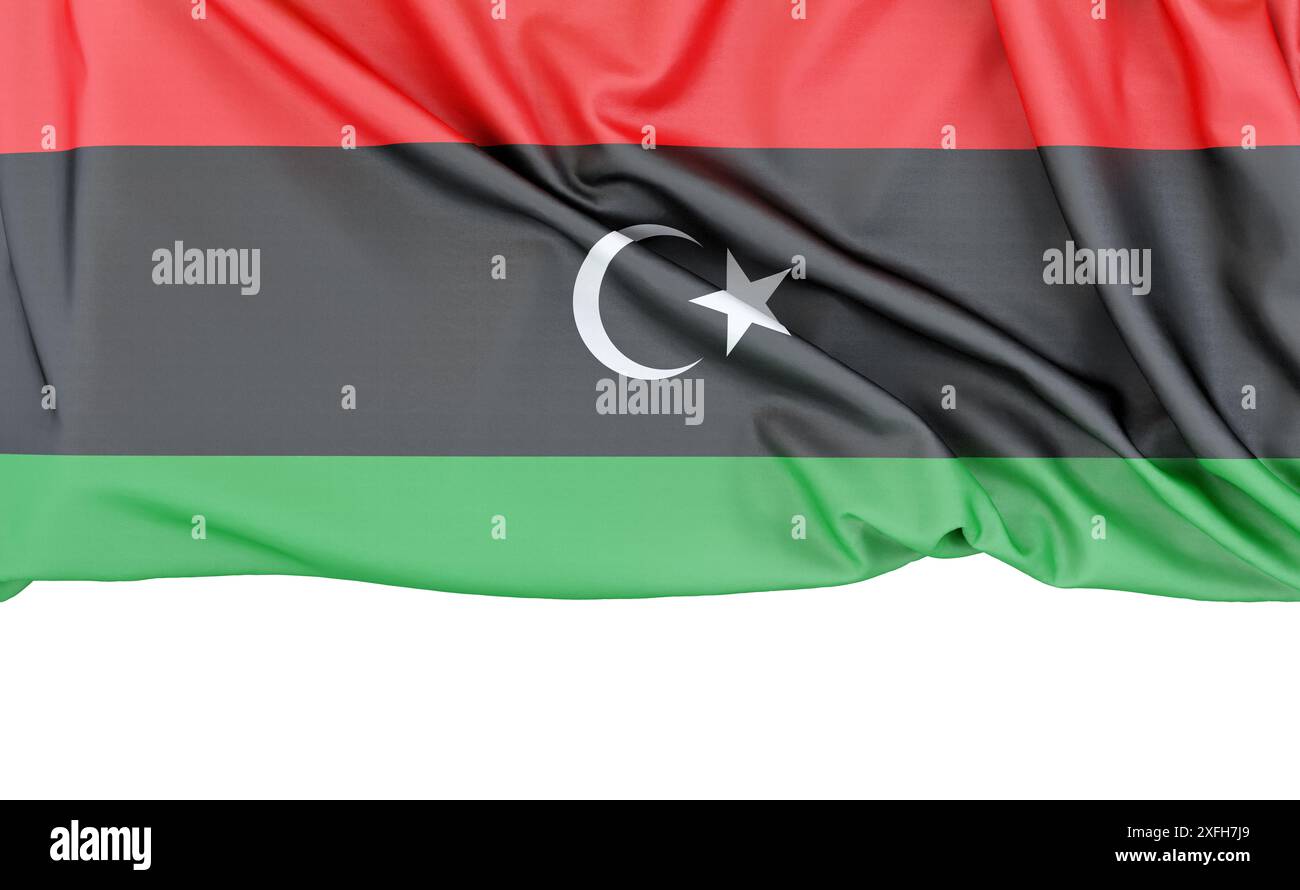 Flag of Libya isolated on white background with copy space below. 3D rendering Stock Photo - Alamy
