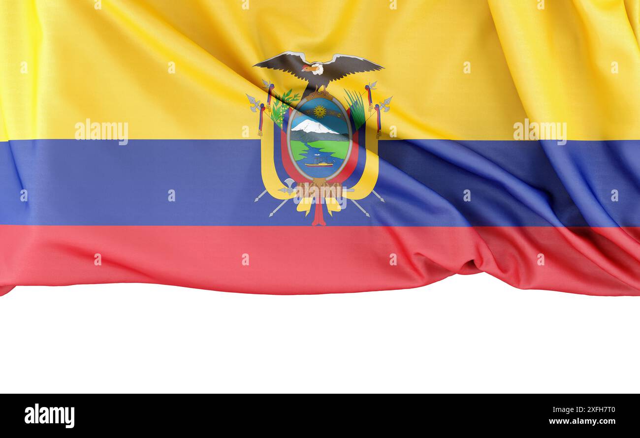 Flag of Ecuador isolated on white background with copy space below. 3D rendering Stock Photo - Alamy