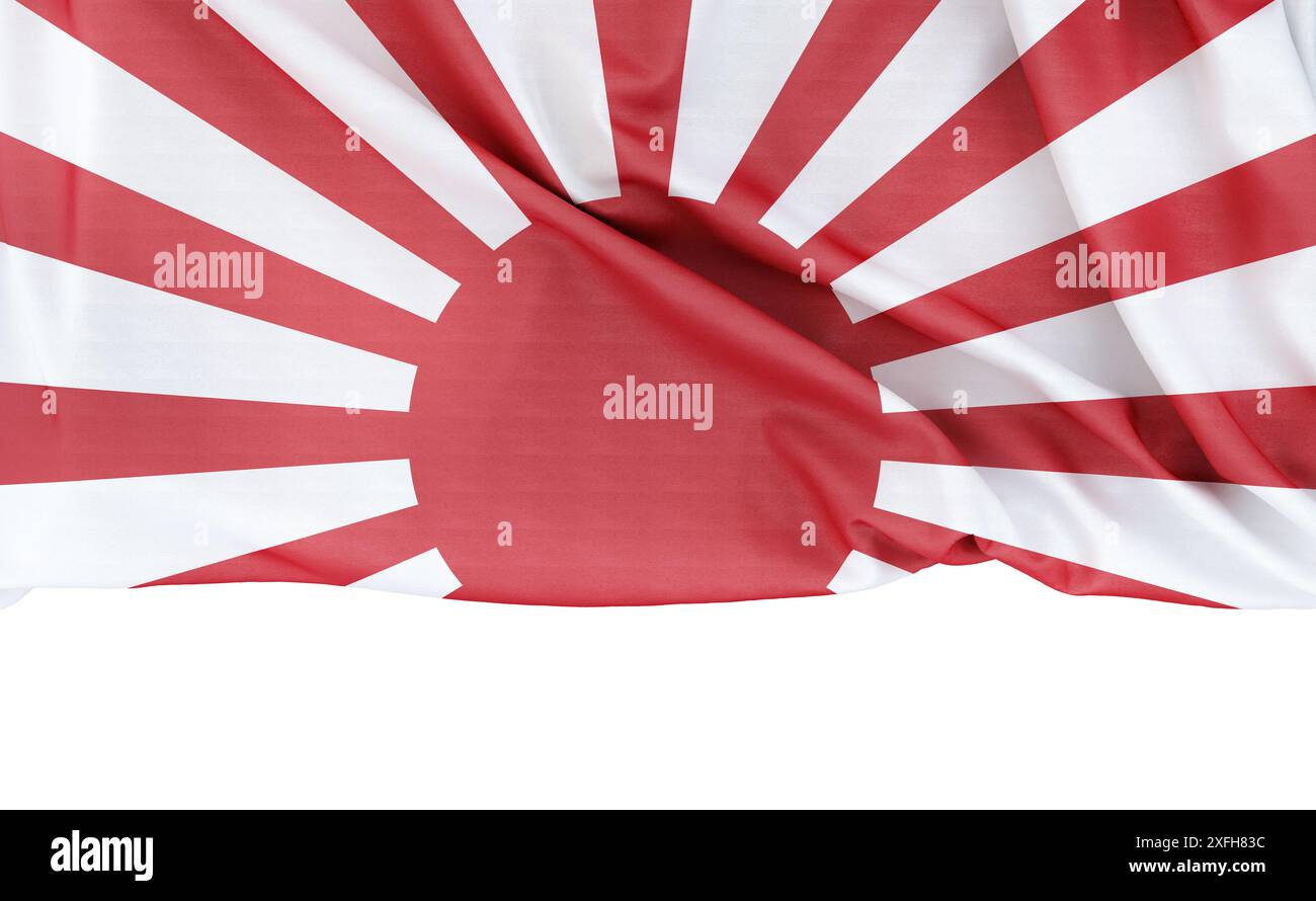 Rising Sun Flag isolated on white background with copy space below. 3D ...