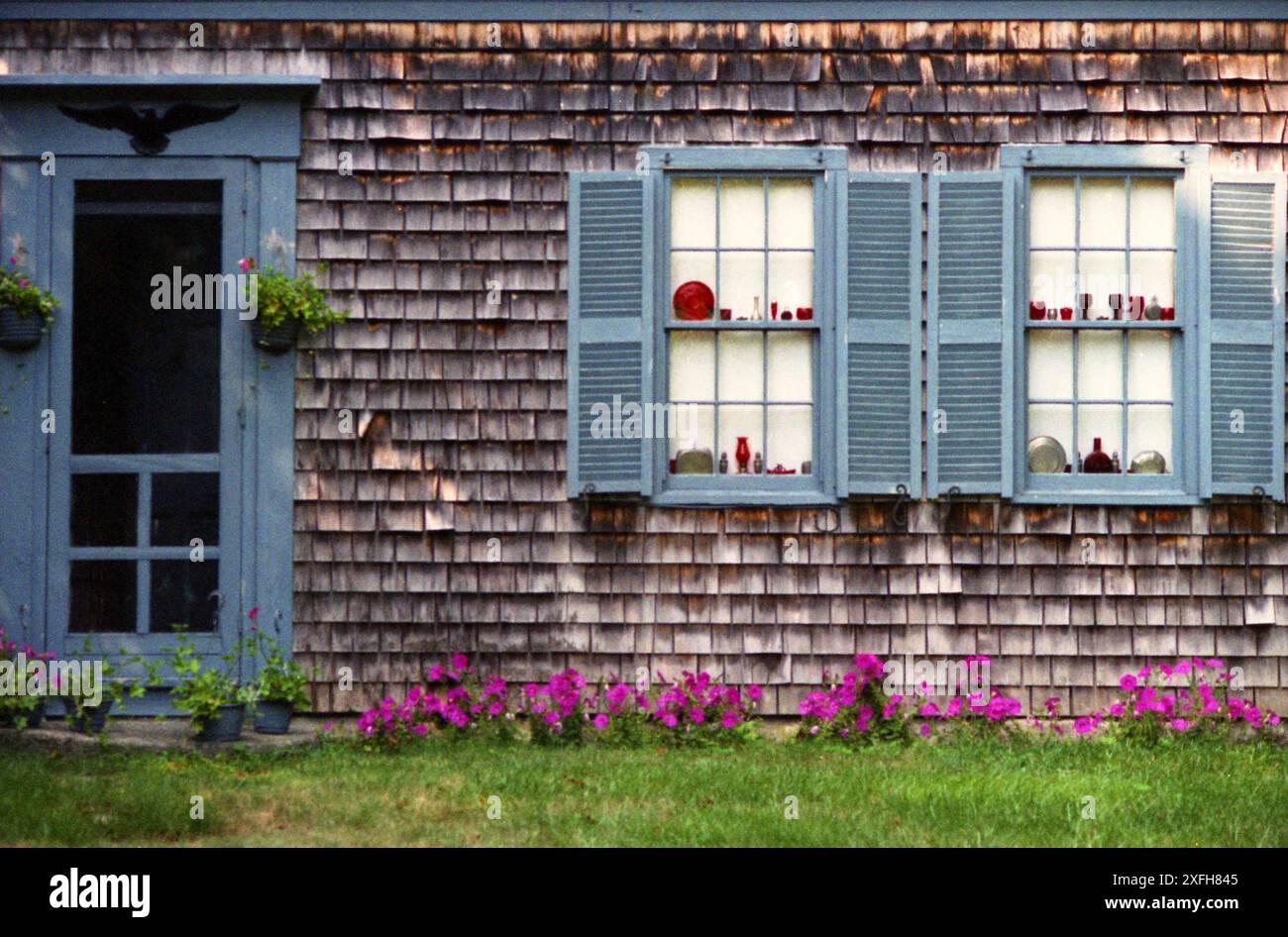 Maine, U.S.A., approx. 1996. Facade of a private property covered in ...