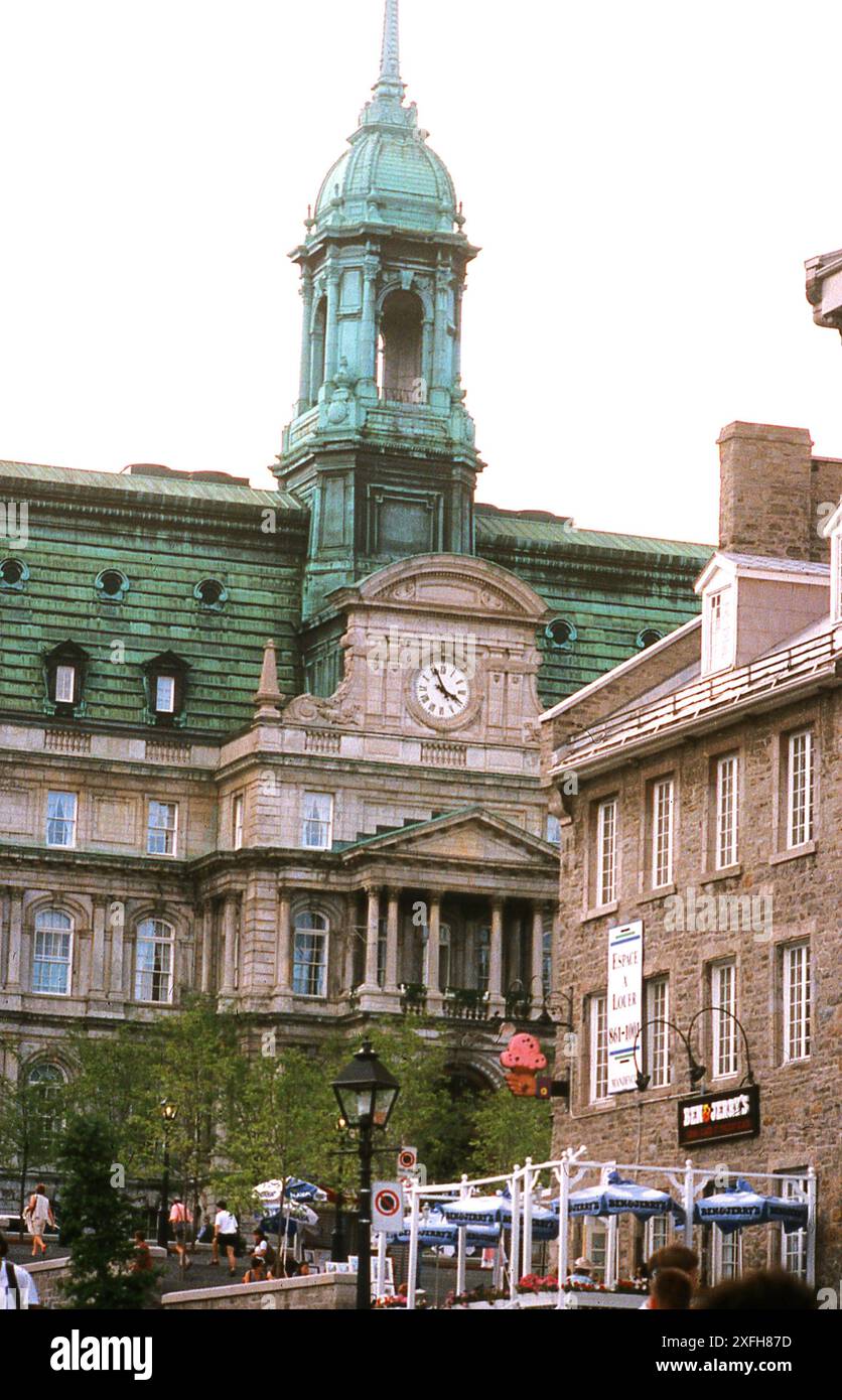 Exterior view of the 19th century City Hall in Old Montreal, Quebec ...