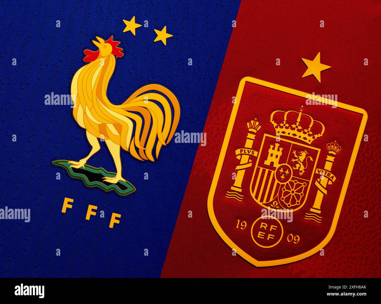Close up of National Football team crest on home kit. UEFA EURO 2024 ...