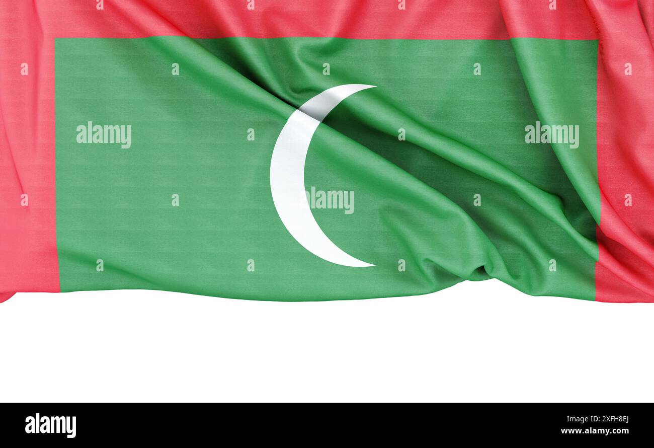 Flag of Maldives isolated on white background with copy space below. 3D rendering Stock Photo ...