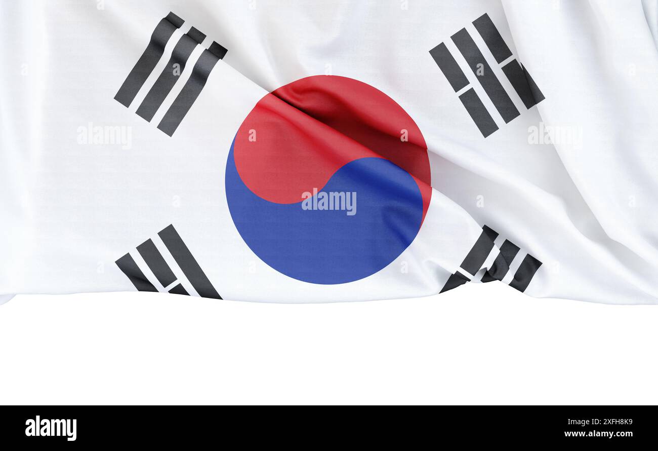 Flag of South Korea isolated on white background with copy space below. 3D rendering Stock Photo ...