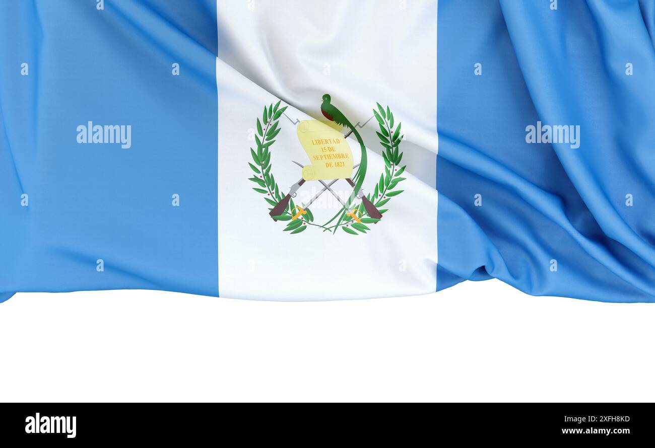 Flag of Guatemala isolated on white background with copy space below. 3D rendering Stock Photo ...