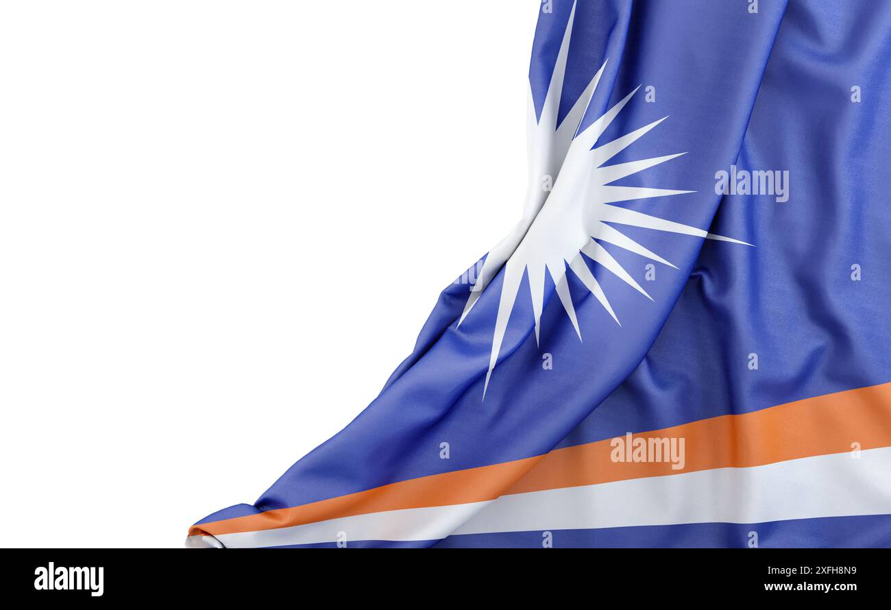 Flag of Marshall Islands with empty space on the left. Isolated. 3D ...