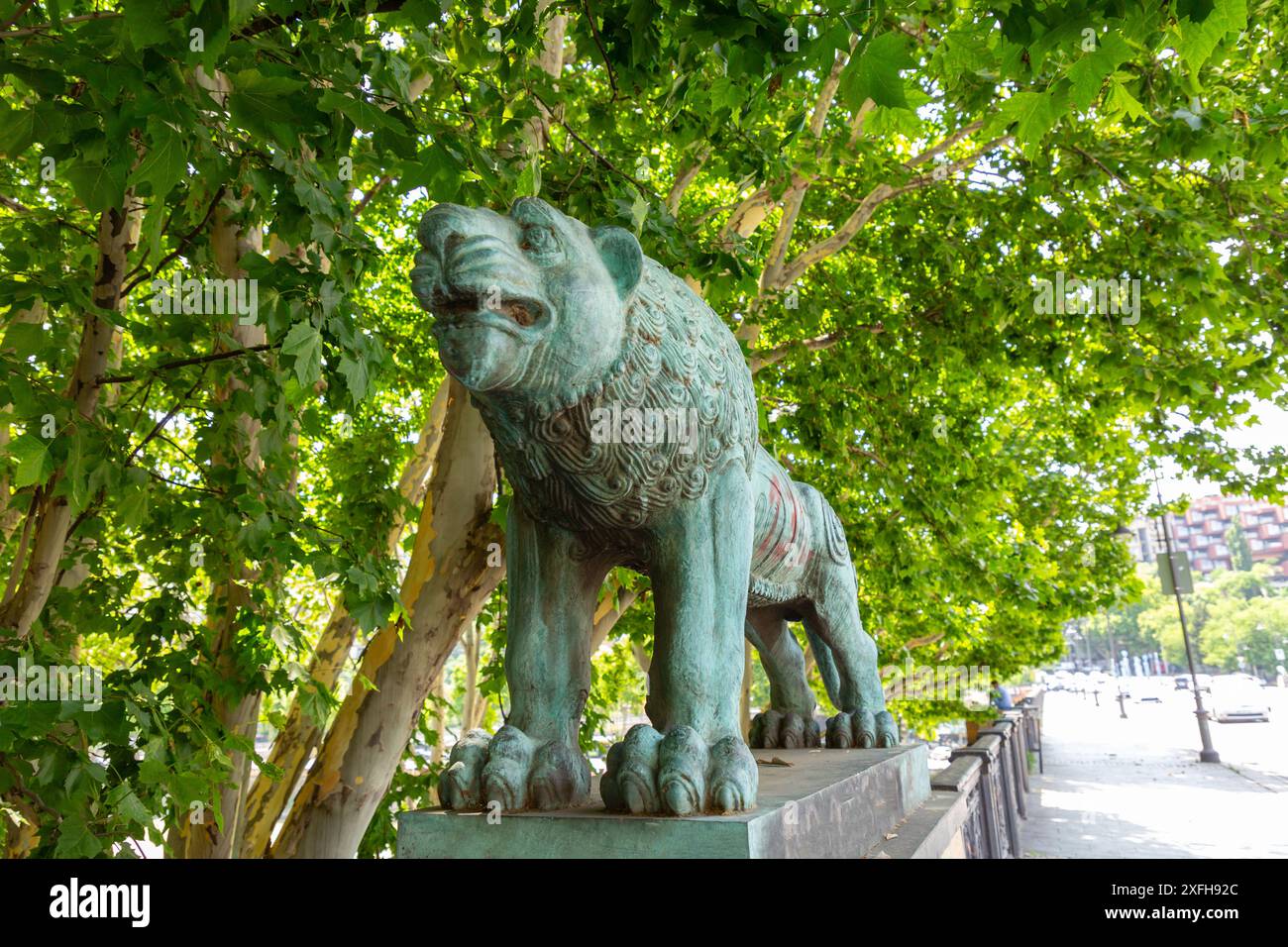 Tbilisi, Georgia - 16 JUNE, 2024: Lion statue on the Galaktion Tabidze ...