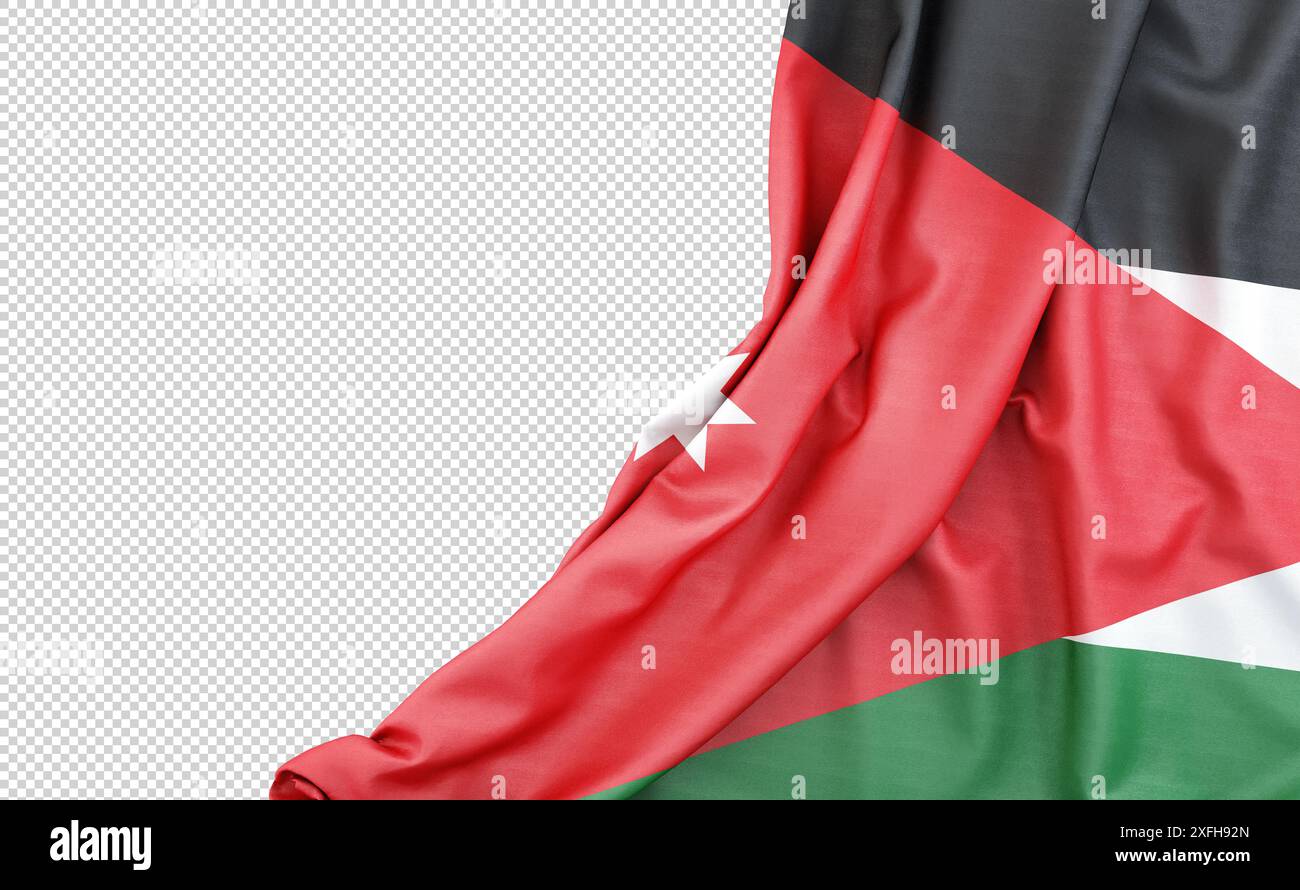 Flag of Jordan with empty space on the left. Isolated. 3D Rendering ...