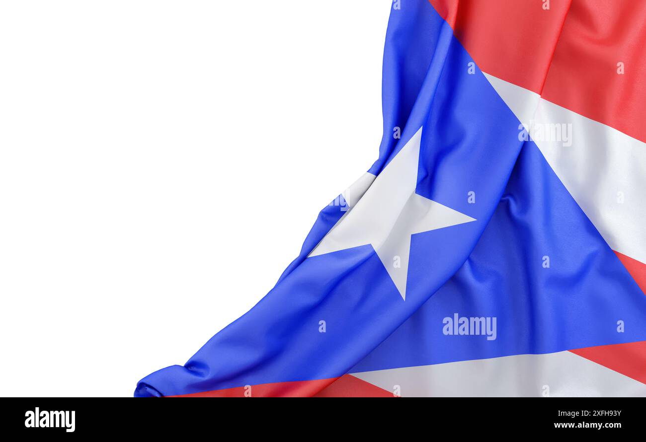 Flag of Puerto Rico with empty space on the left. Isolated. 3D ...