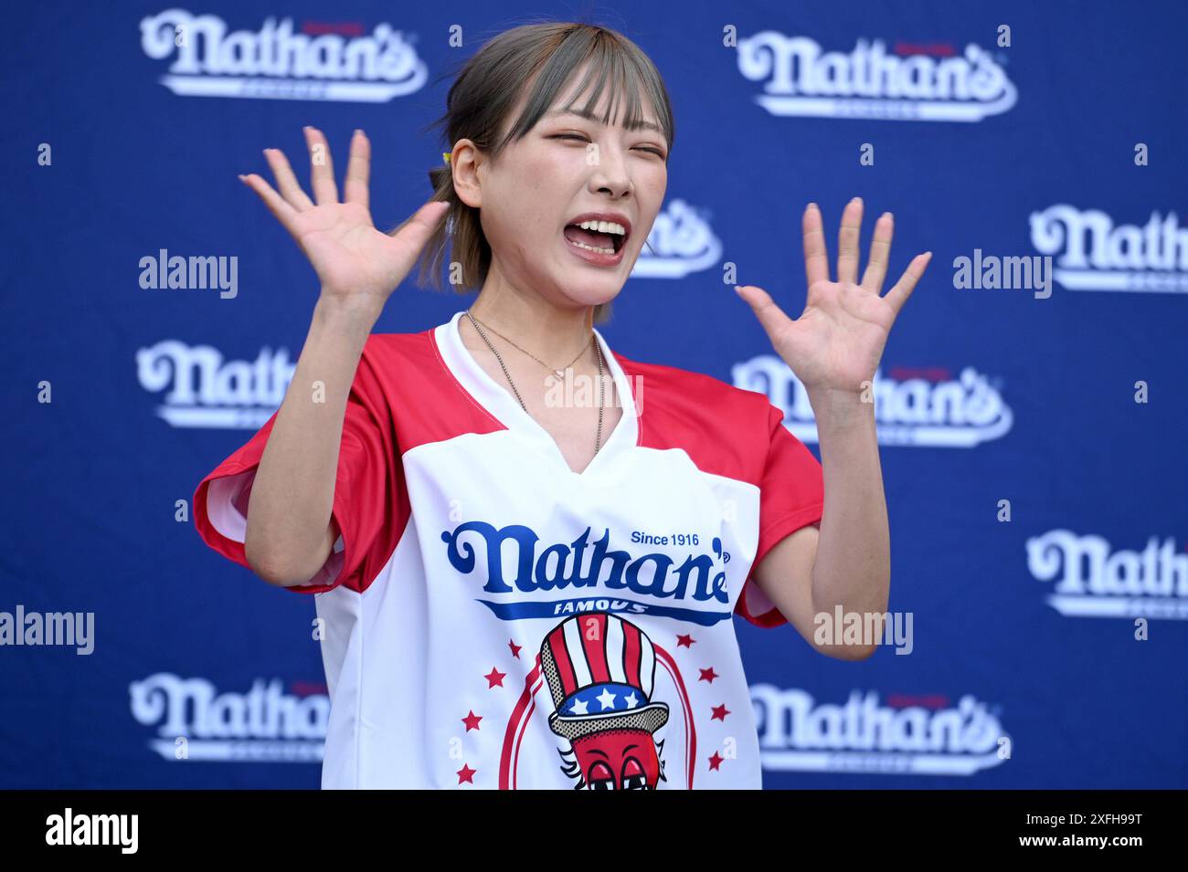 Mayoi Ebihara of Osaka, Japan attends the weigh-in ceremony at Hudson ...
