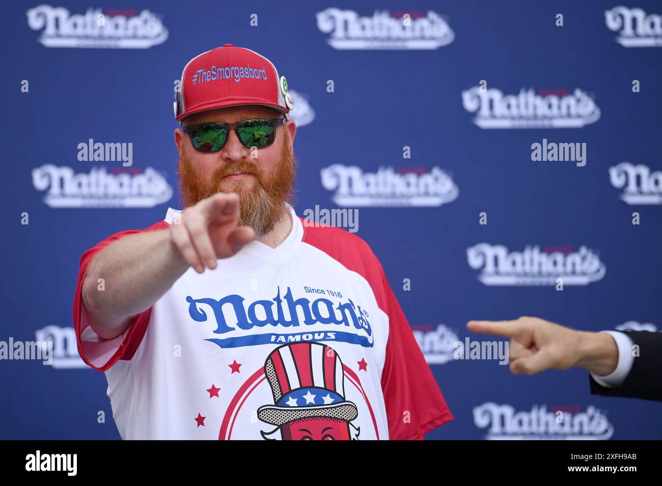 New York, USA. 03rd July, 2024. Competitive eater George Chiger attends ...