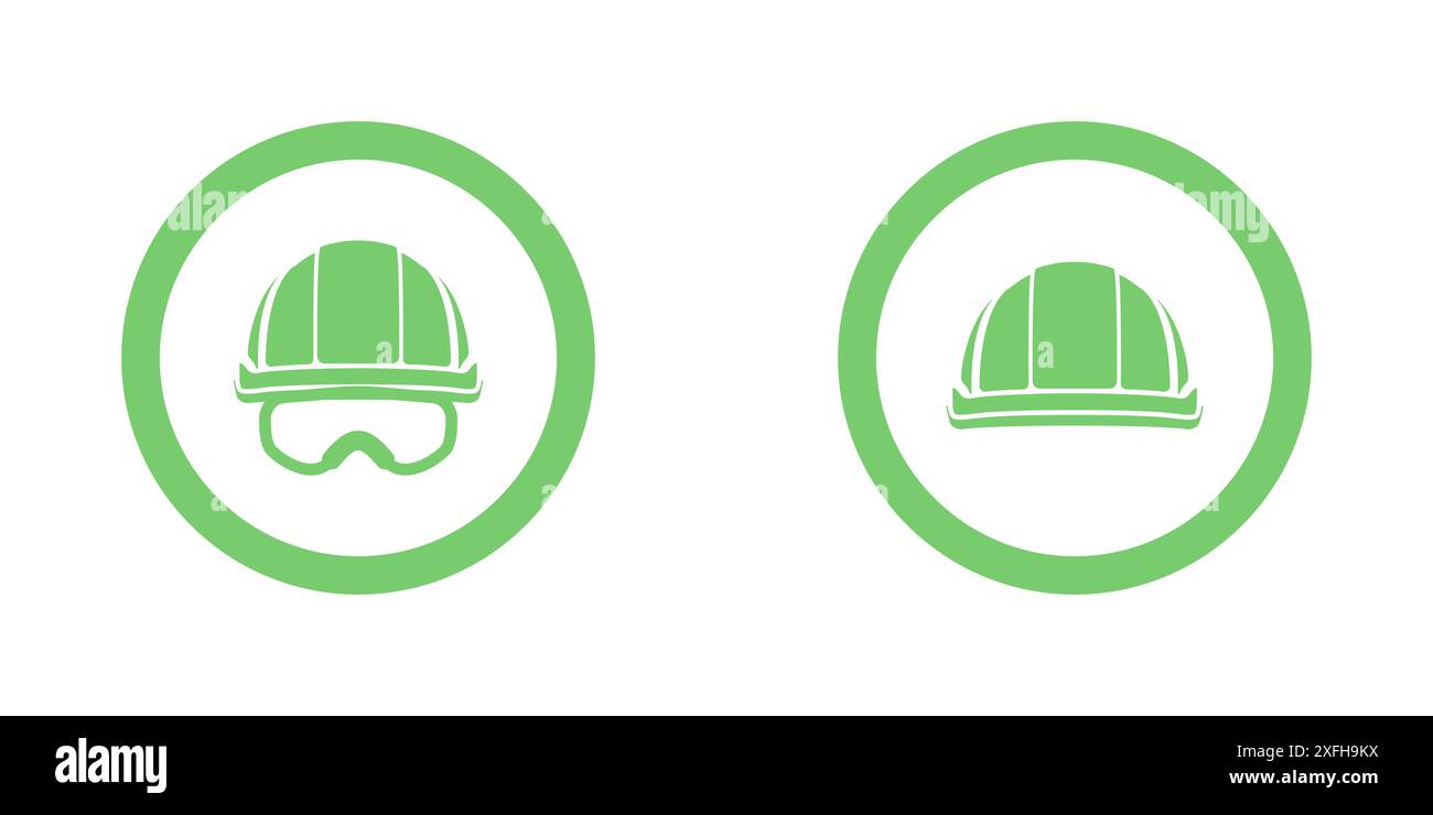 Head protection icon at work. Prohibition symbol entry without a helmet ...